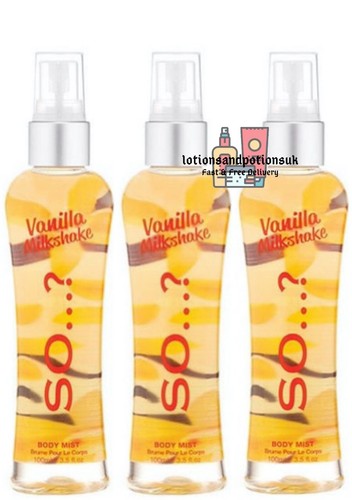3 X So...? VANILLA MILKSHAKE Fragrance Mist Body Spray 100ml | eBay UK
