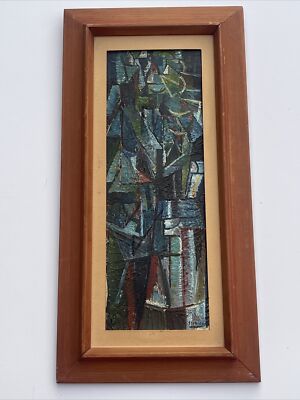MID CENTURY PAINTING ABSTRACT Cubist MODERNISM ROBERT GILMORE LISTED | eBay