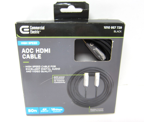 Commercial Electric HDMI Cable Gold Plated Black 50-ft HD1387 New Open ...