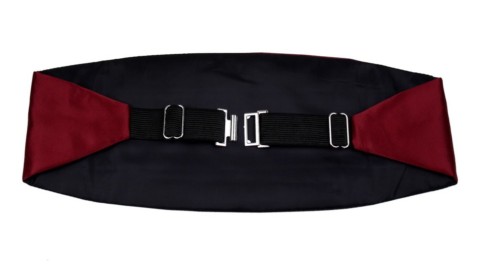 Men's Solid Burgundy 3 Piece Cummerbund Bow Tie Hanky Set Formals Proms ...