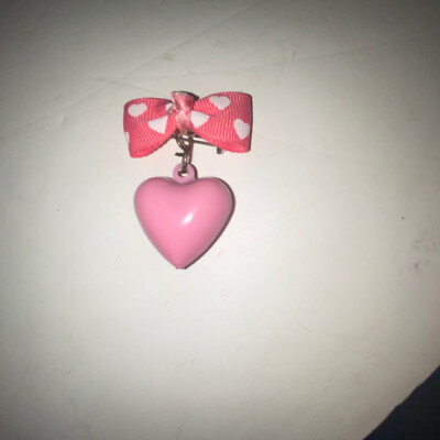 Pink Heart With Bell Inside & Bow Pin | eBay