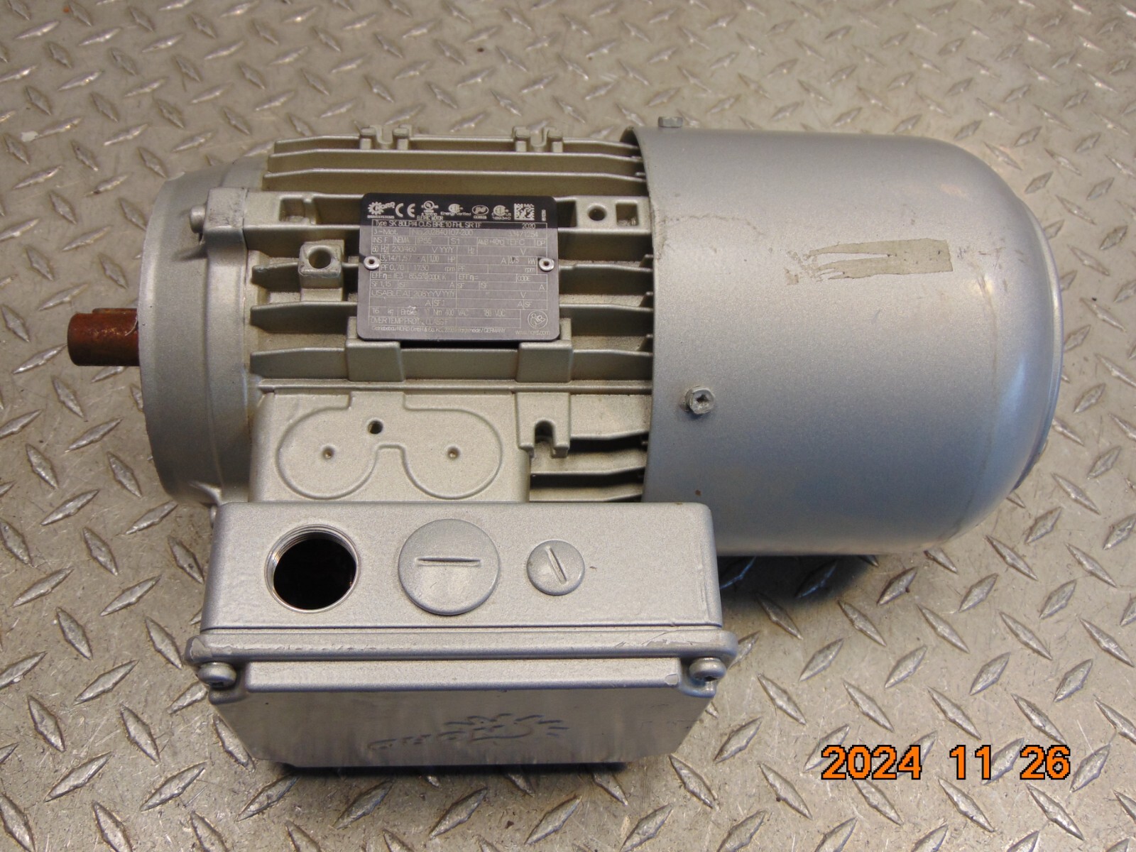NORD SK80LP/4 CUS BRE10 FHL SRTF ELECTRIC MOTOR 1HP 3-PHASE 230/460V ...