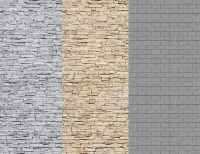 O Scale Stone Building Papers w/ White Gray and Gray Blocks 15 8.5x11 ...