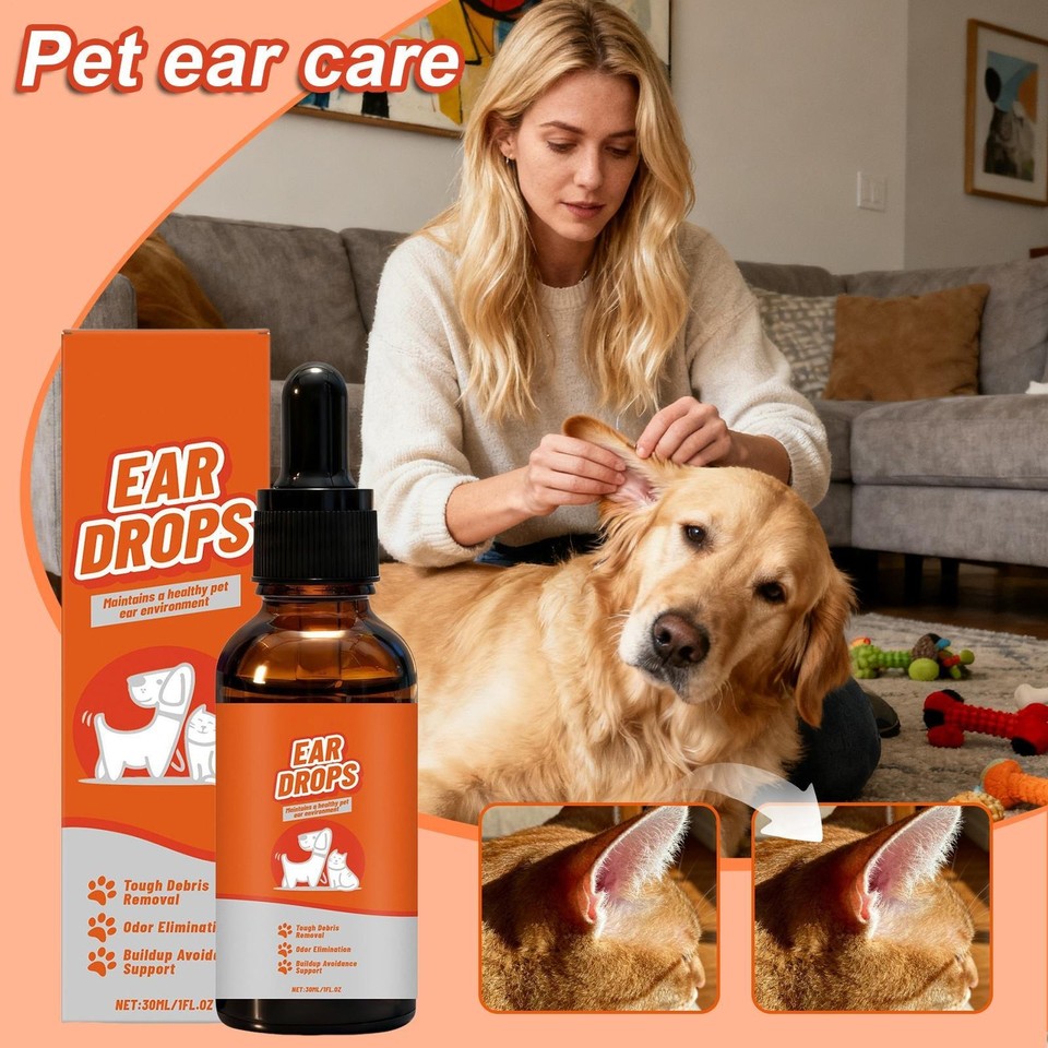 Dog Ear Cleaner, Natural Dog Ear Drops Pet Ear Drops for Dogs Cats 30ml ...