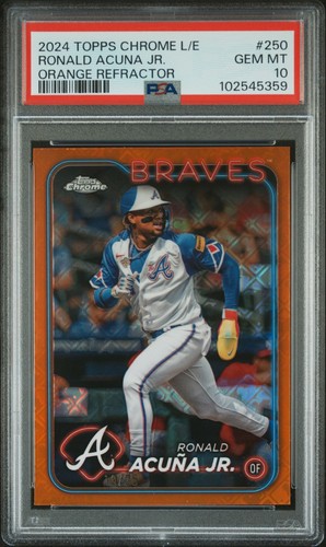 2024 TOPPS CHROME LOGOFRACTOR #250 RONALD ACUNA JR. ORANGE REFRACTOR ...