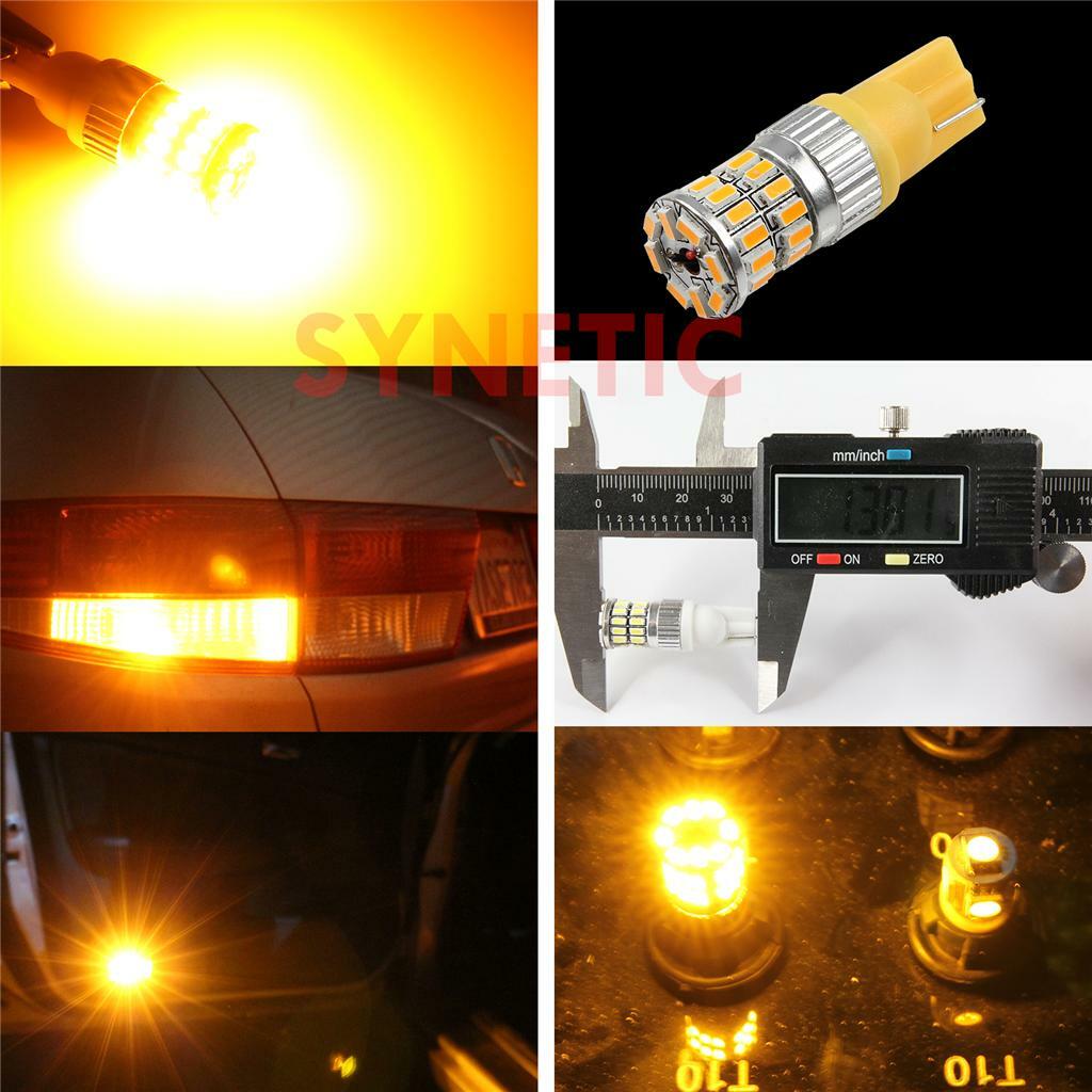 4x T10/168/921/194 Side Marker Light 12V 3014 Chip Amber 36LED Car ...