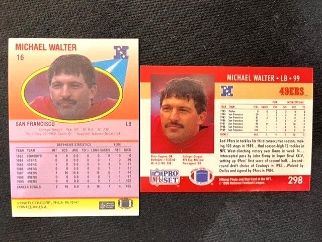 NFL - Michael Walter 1990 Fleer & 1990 Pro Set Football - 49'ers | eBay