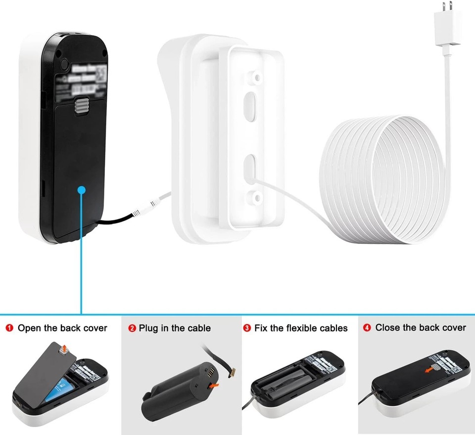 20ft Power Adapter Kit for myQ Smart Garage Video Keypad,Angle White | eBay