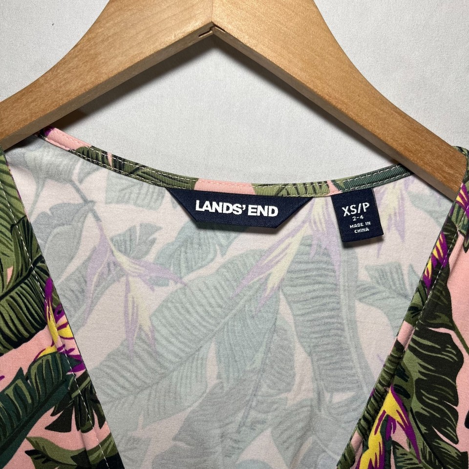 Lands End Faux Wrap Floral Hawaiian/Tropical/Bird of Paradise Maxi ...