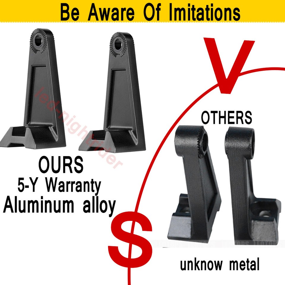 2PC LED Light Bar Mounting Brackets 360° Side Rotating Al Alloy Holder ...