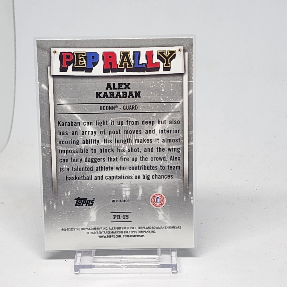 2024-25 Bowman University Chrome - Pep Rally Alex Karaban #PR-15 (RC ...