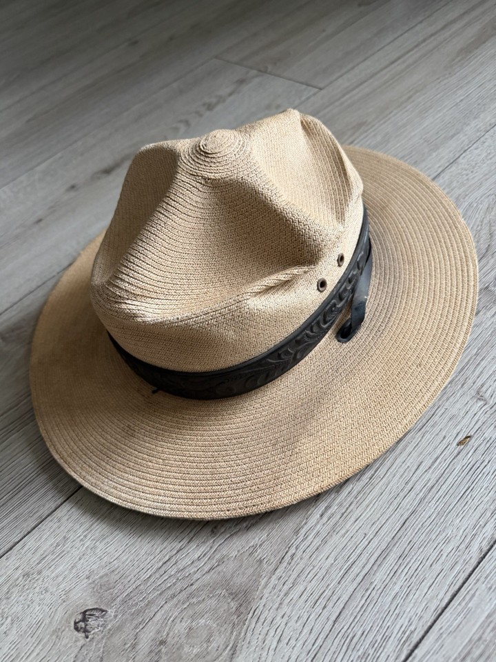 Vintage Stratton Self Forming Campaign Hat USA Park Ranger Style Tan | eBay