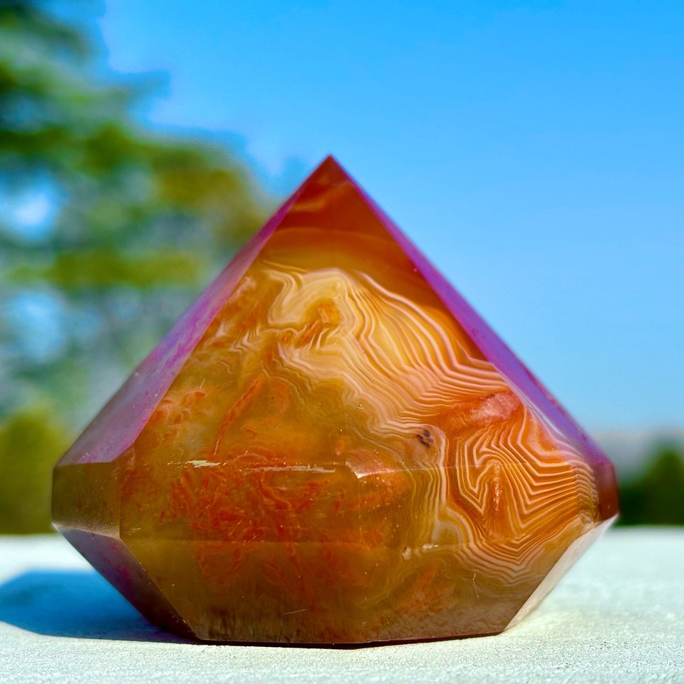 205G Natural Red Orange Sardonyx Agate Diamond Crystal Gem Mineral ...