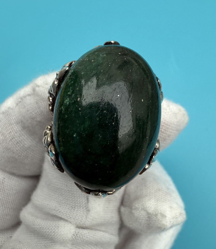 Gorgeous Stephen Dweck Green Jade / Quartz ? Cabochon Ring in Sterling ...
