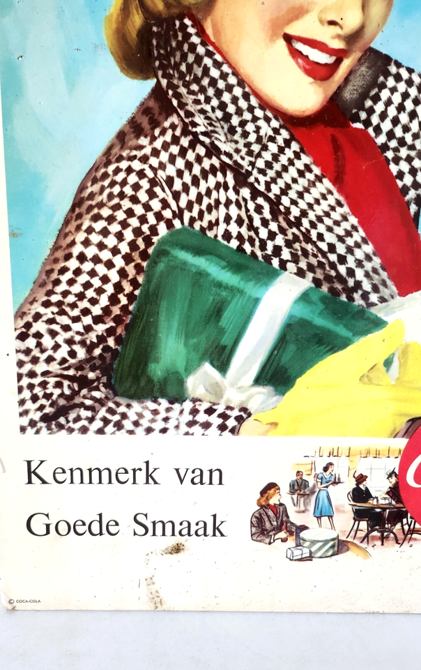 VINTAGE COCA COLA BELGIUM DUTCH BOTTLE ADVERTISING CARDBOARD SIGN RARE ...