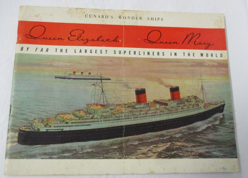 Vintage Cunard Wonder Ships Queen Elizabeth & Queen Mary Superliners ...