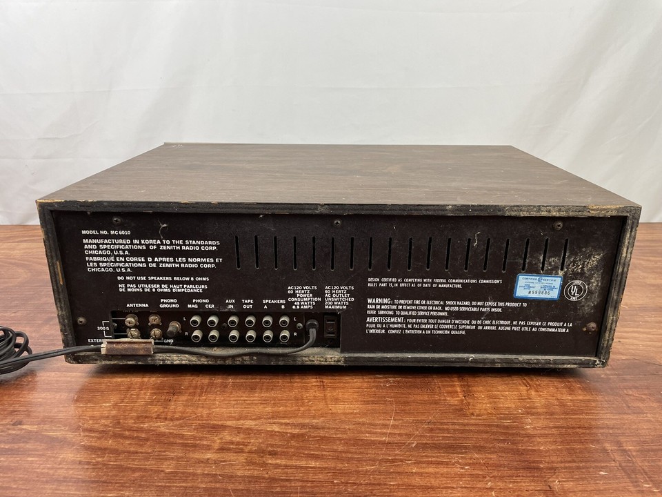 Zenith Integrated Stereo Receiver MC6010 Eight Track Tabletop 8 for ...