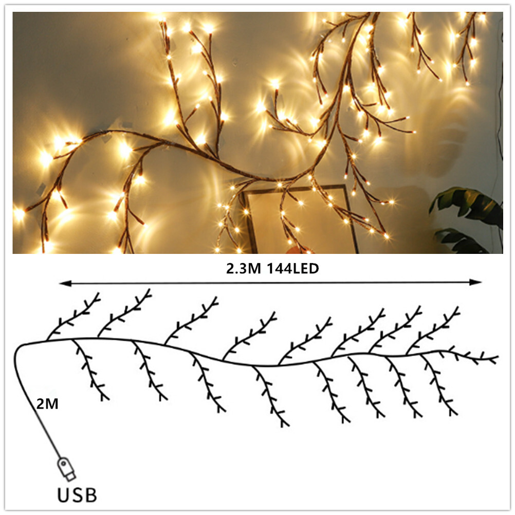 144 LED Wall Tree Enchanted Willow Vine Light Bendable Branch USB Fairy ...