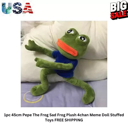 1pc 45cm Pepe The Frog Sad Frog Plush 4chan Meme Doll Stuffed Toys FREE ...