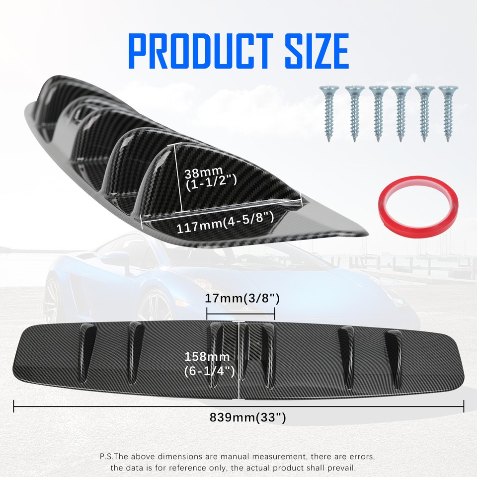 For Infiniti Q50 Q60 Carbon Rear Lip Bumper Diffuser Shark Fin Spoiler ...