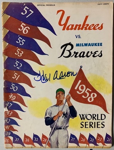 Braves Henry HANK AARON Signed Official 1958 World Series Program ...