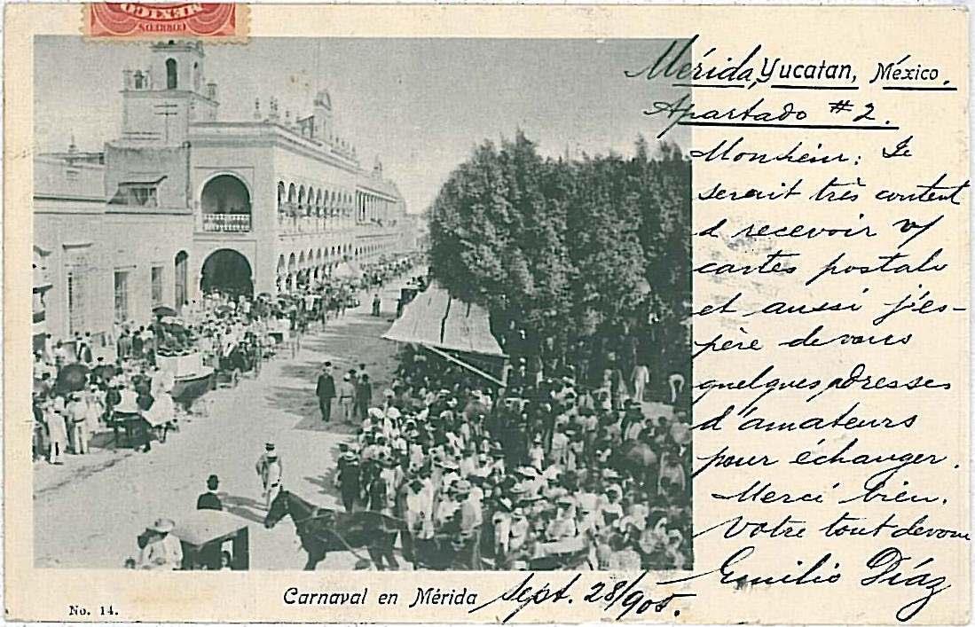 24543 - MEXICO - VINTAGE POSTCARD - YUCATAN: MERIDA 1905 - CARNAVAL ...