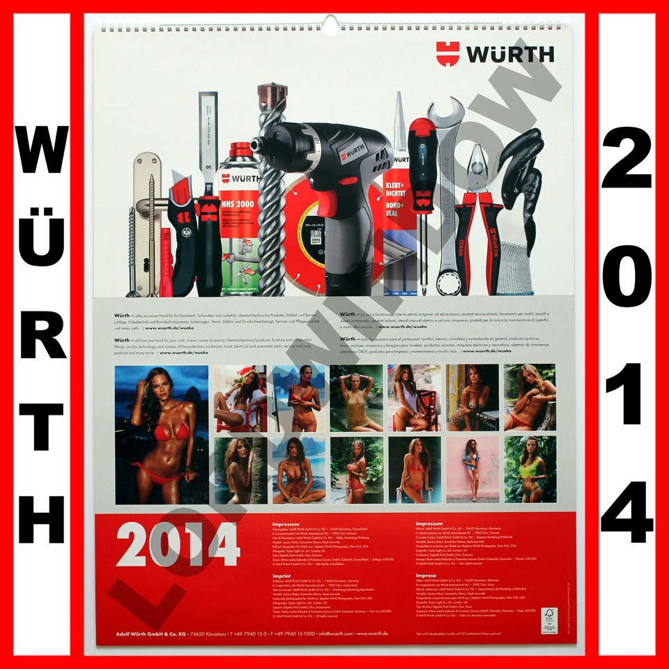 WURTH GIRLS 2014 Würth Kalender Sexy Photo Wall Calendar Calendrier ...