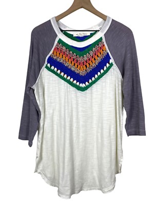 We The Free People Cotton Linen Spring Bound Raglan Crochet Top L Boho ...