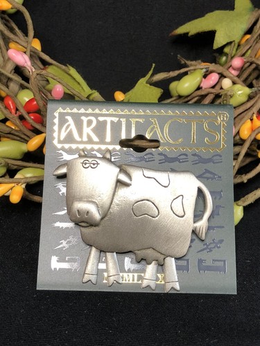 Vtg JJ Jonette Jewelry COW Swinging Legs Pin Silver Pewter Signed NEW ...