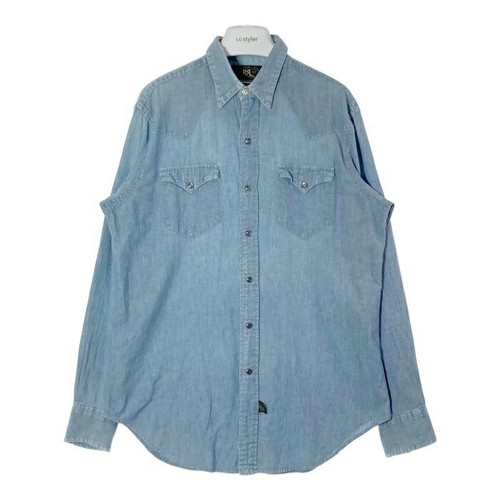 Rrl Double Rl 90s Three Star Tag Chambray Western Shirt Light Indigo M ...