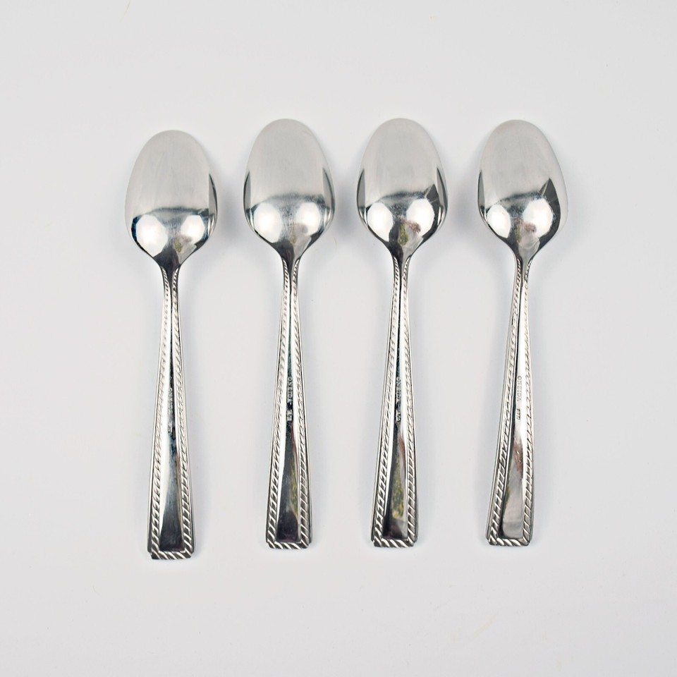 4 - Oneida ELAN Oval Individual Soup Spoons, 18/10 Stainless, Braided ...