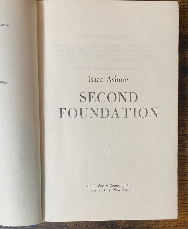 Second Foundation Isaac Asimov 1931 Double Day Hardcover with Dust ...