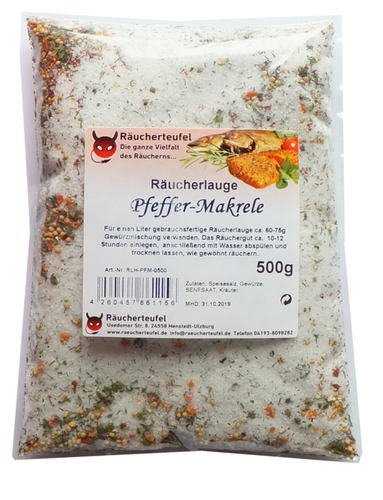 Räucherlauge Pfeffer-Makrele 500g, (Räucherhaken, Matjes, Fischgewürz ...