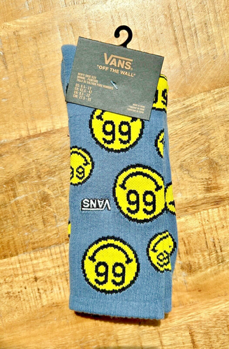 NEW VANS OFF THE WALL Crew Cut Socks Gray Yellow Smiley Faces Mens 9.5 ...