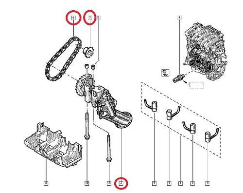 POMPE A HUILE & KIT DE CHAINE PIGNON DACIA RENAULT 1.6 16V K4M (OE ...