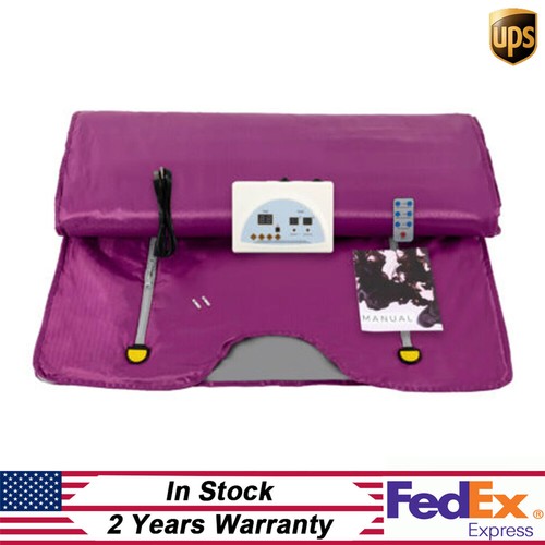 2 Zone Far Infrared Sauna Blanket Digital Controller Slimming Detox Spa ...