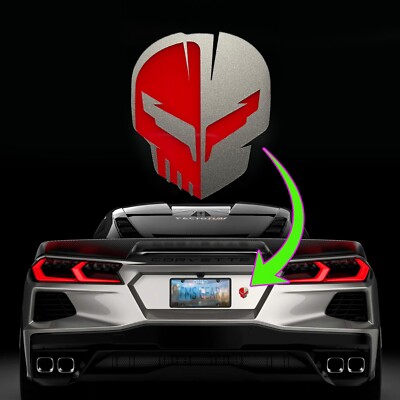 ONE (1) JAKE Skull fits Chevy Corvette Racing Emblem Badge Vette C8 C8R ...