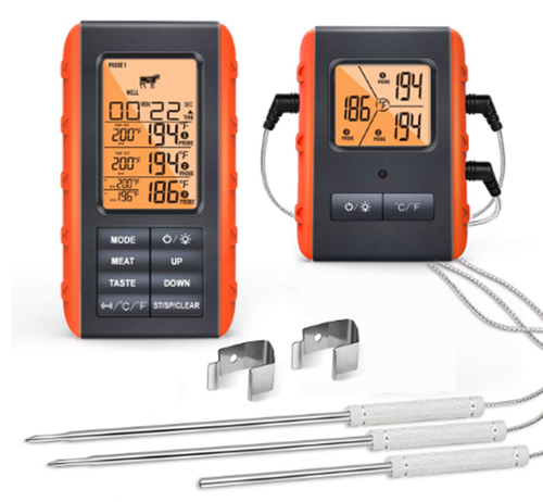 Digital 490ft Wireless Grill Smoker BBQ Oven Meat Thermometer Monitor w ...