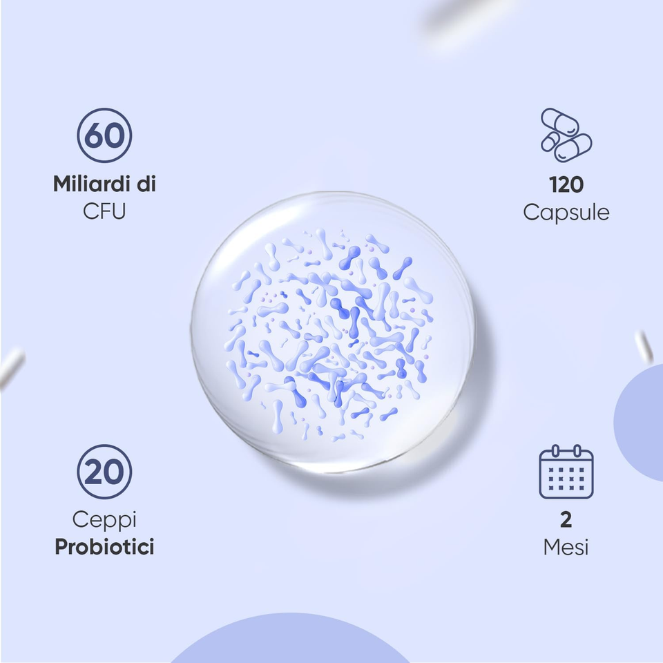 Fermenti Lattici Probiotici E Prebiotici, 20 Ceppi, 120 Capsule (2 Mesi ...