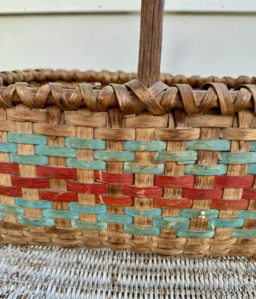 RARE Antique Oak Splint Basket AAFA Great Colors 18 X 15 X 12 | eBay