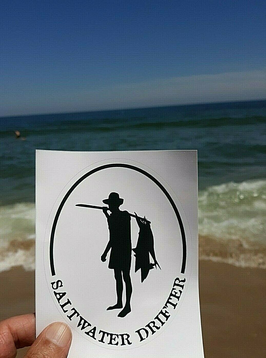 Saltwater Drifter Caribbean Hobo fishing oval sticker Decal ocean ...