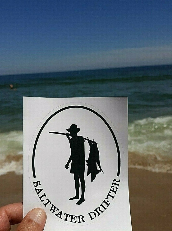 Saltwater Drifter Caribbean Hobo fishing oval sticker Decal ocean ...