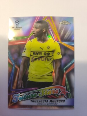 2022 Topps Chrome UEFA Champions League Youssoufa Moukoko Future Stars ...
