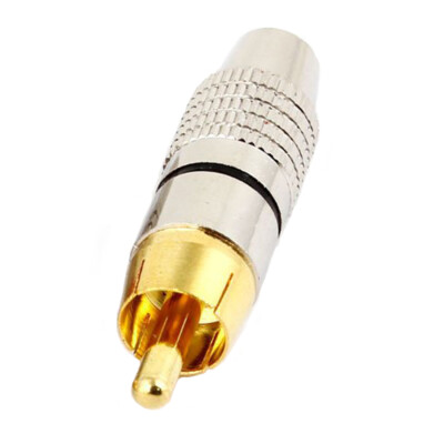 2PC RCA Male Plug Adapter Solder Audio Video Phono Cable Connector Gold ...