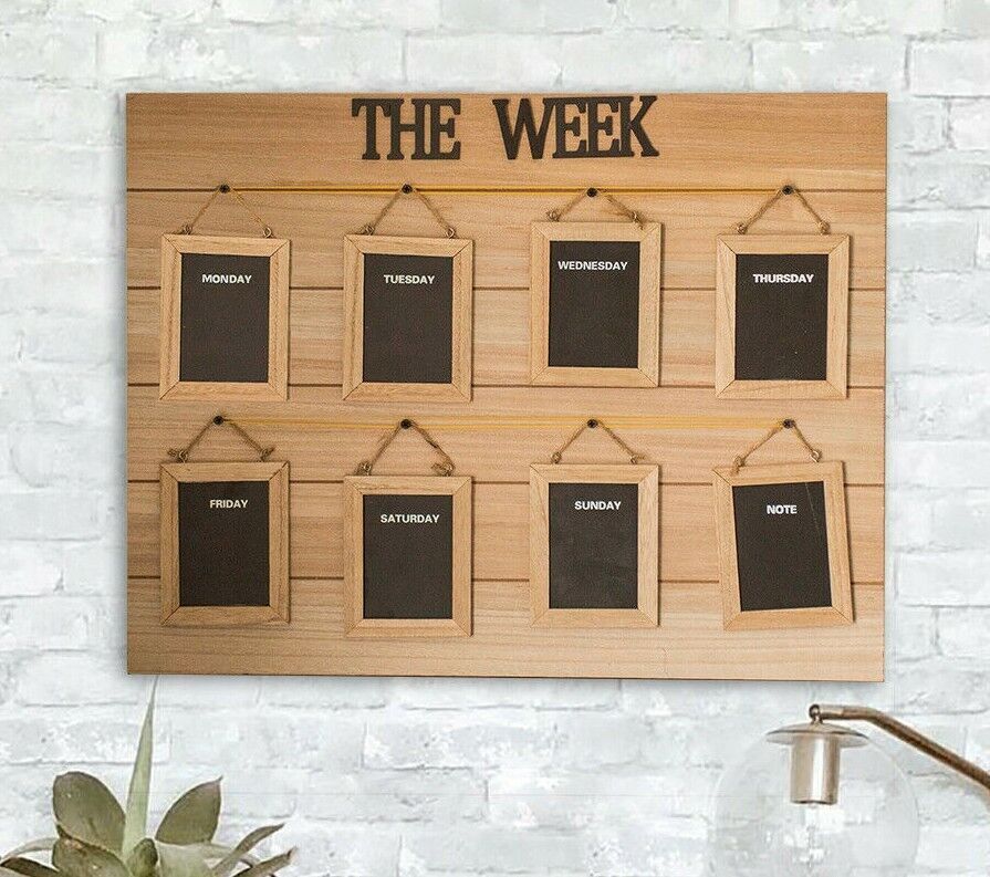 Weekly Home Planner Chalkboard 7 Day Hanging Wall Wooden Memo Home ...