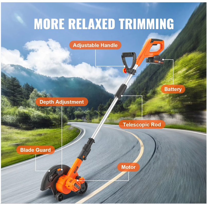 VEVOR Lawn Edger, 20 V Battery Powered Cordless Edger, 9-inch Blade ...