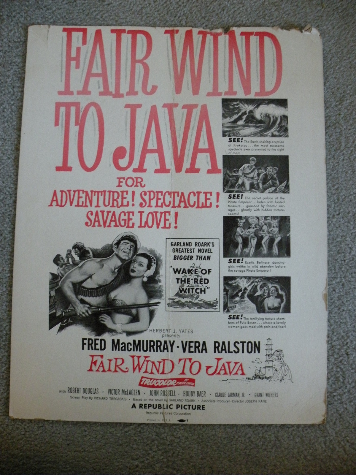 Fair Wind to Java Fred MacMurray-Vera Ralston Window Card 14X18 movie ...