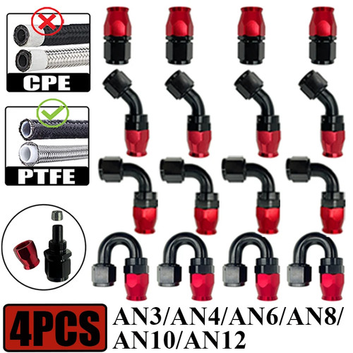 4X 3AN 4AN 6AN 8AN 10AN PTFE Fuel Oil Gas Swivel Hose End Fittings ...