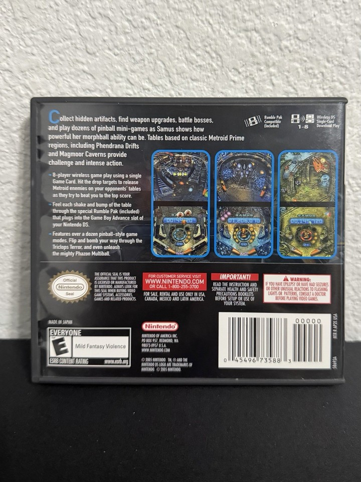 Nintendo DS Metroid Prime Pinball Complete CIB W/ Rumble Pak ...