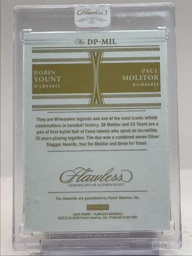 ROBIN YOUNT PAUL MOLITOR 2023 FLAWLESS DUAL PICK DIAMOND GEM /20 Q0234 ...
